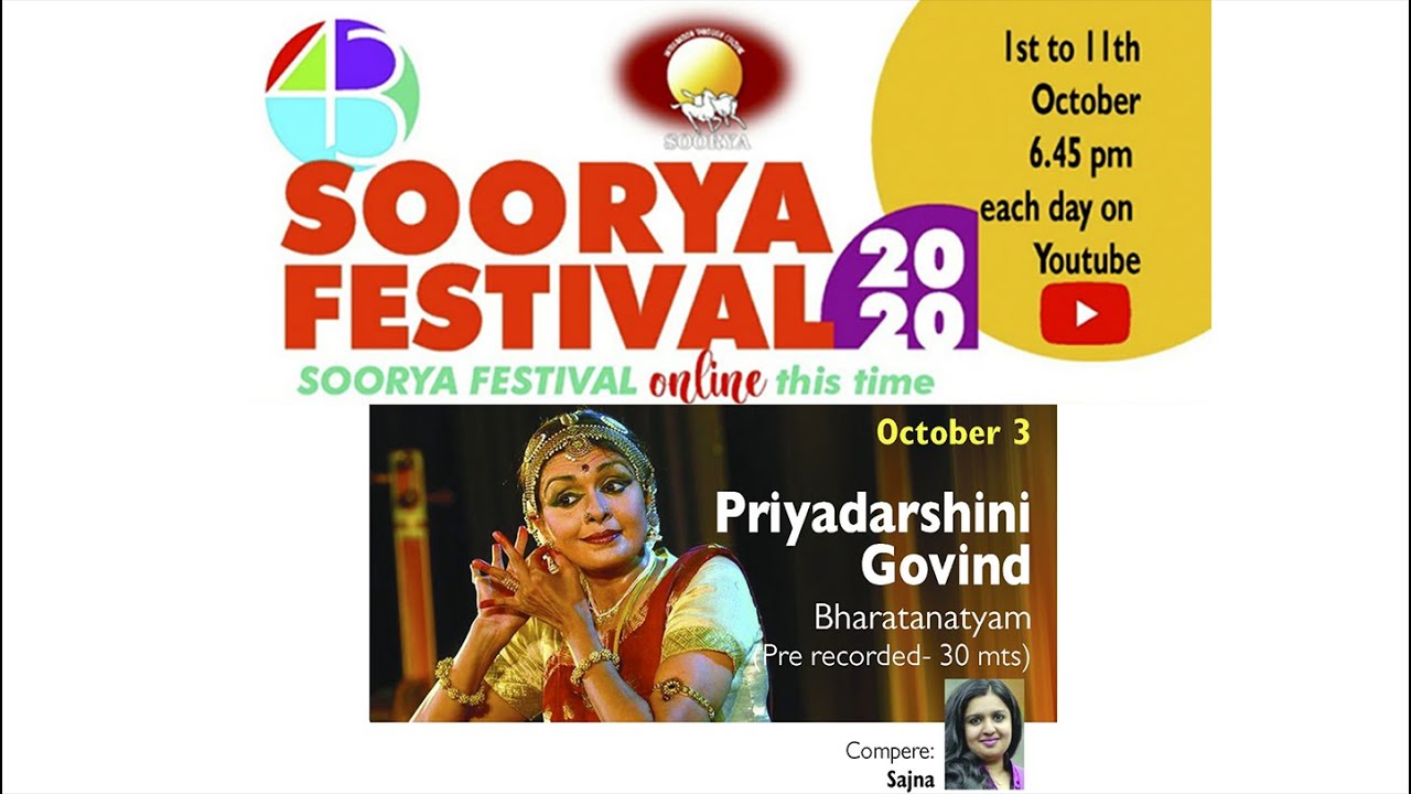 43 rd SOORYA FESTIVAL 2020 DAY 03 Bharathanatyam by Priyadarshini ...