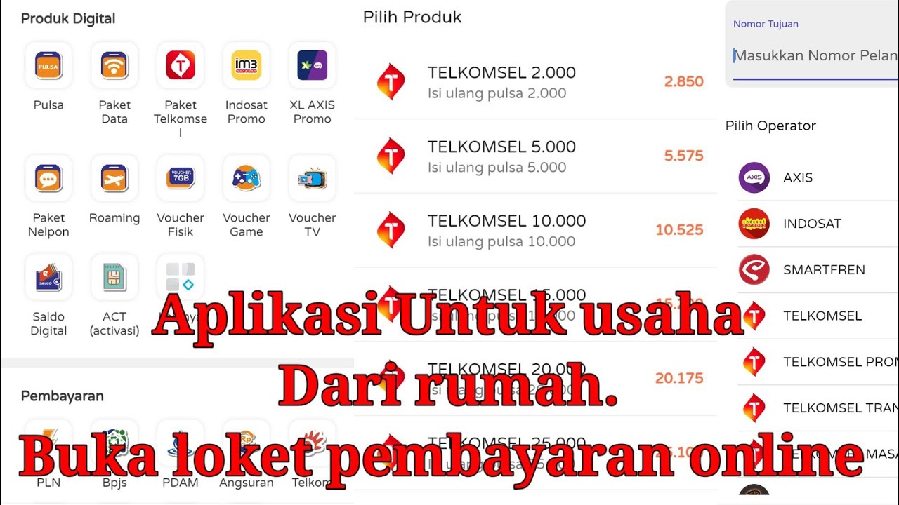 Aplikasi Buat buka loket pembayaran online ataupun jual pulsa dari ...