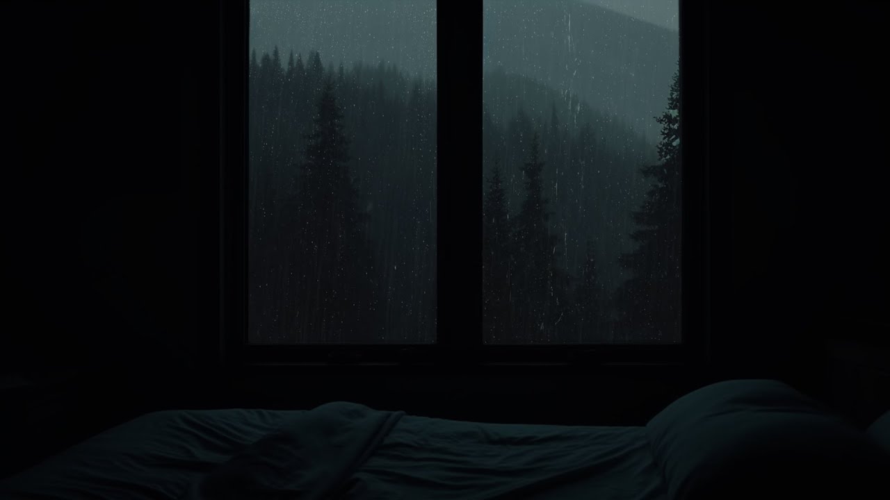 Rain by the Dark Window Bedroom - Heavy Rain Outside the Window to ...