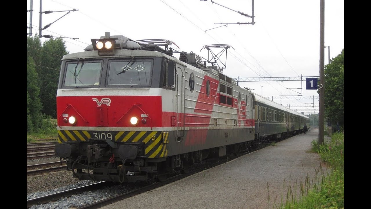 Finland: VR Class Sr1 electric loco departing from Nokia station on a ...