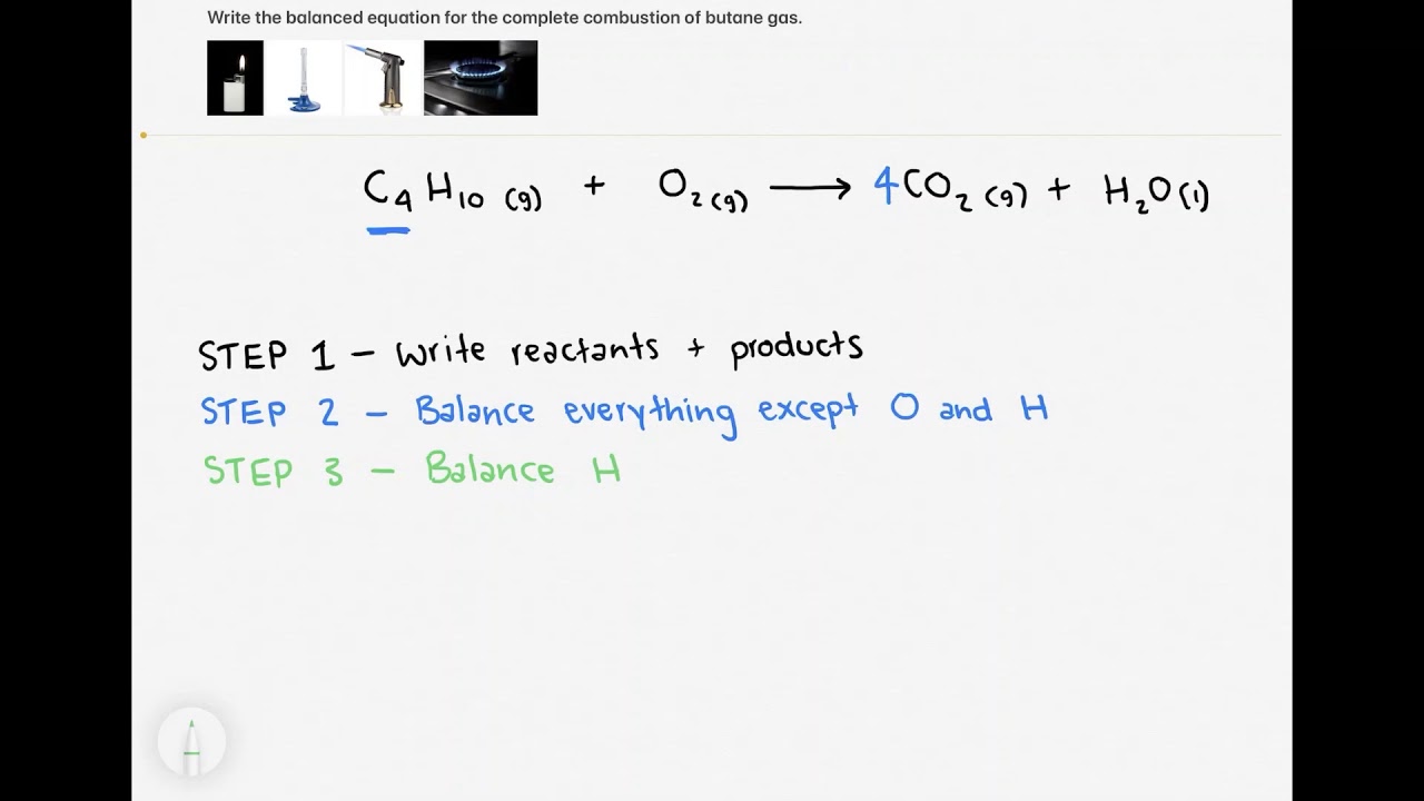 Balancing hydrocarbon combustion equations - YouTube