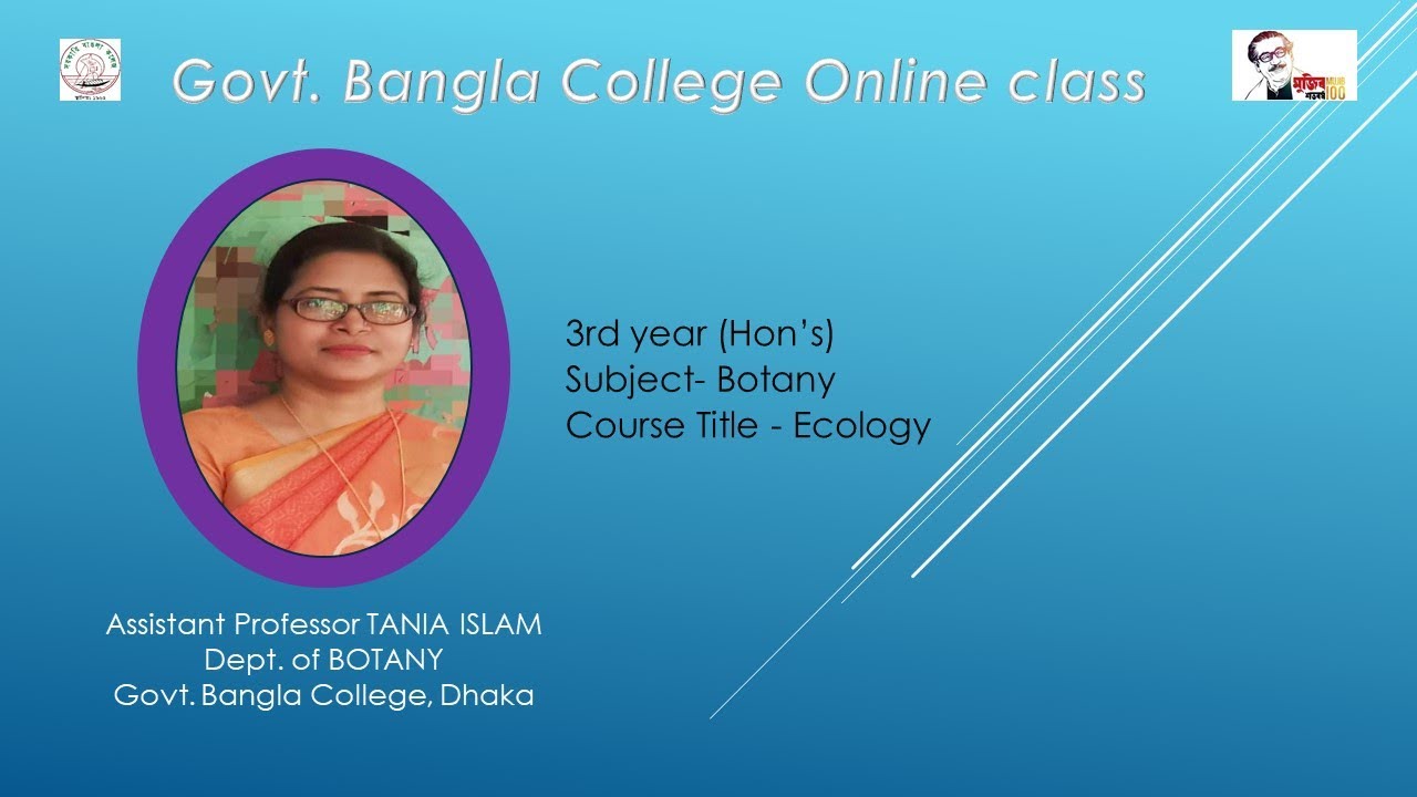 3rd Year Honours ( Subject : Botany ) , Course Title : Ecology - YouTube