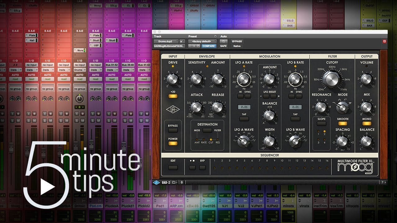 5-Minute UAD Tips: Moog Multimode Filter XL - YouTube