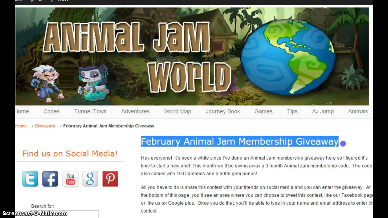 Animal Jam February Membership Giveaway 2015 - YouTube