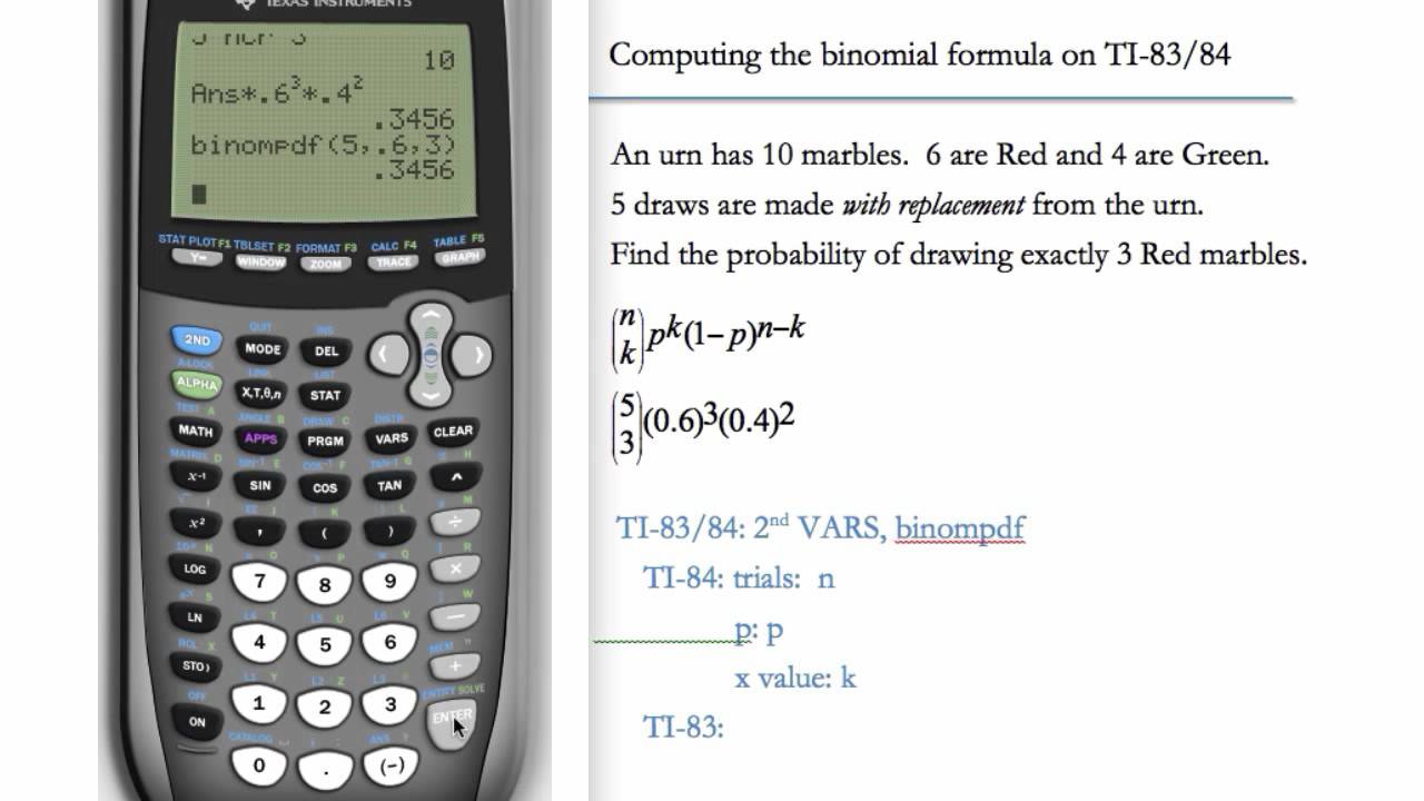 Binomial Formula On A TI 83 TI 84 Graphing Calculator YouTube