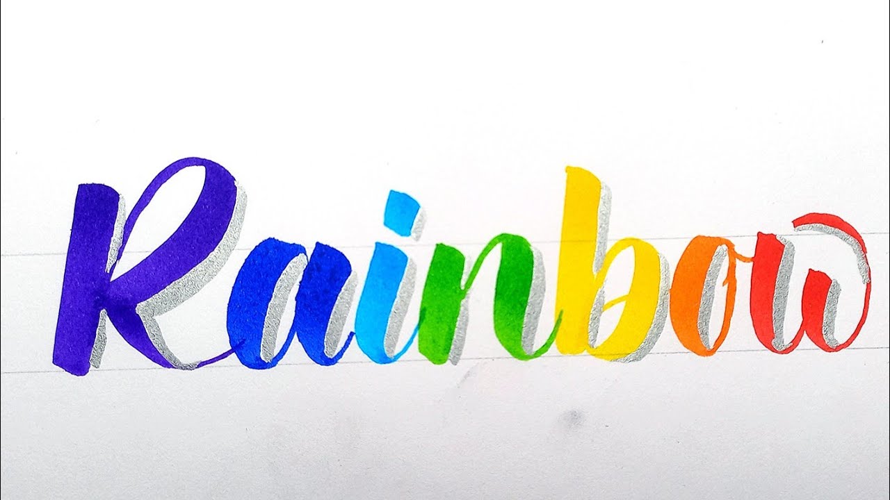 'Rainbow' writing style with brush pen. - YouTube