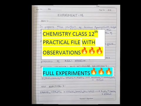 CLASS 12th CHEMISTRY PRACTICAL FILE WITH OBSERVATIONS. - YouTube