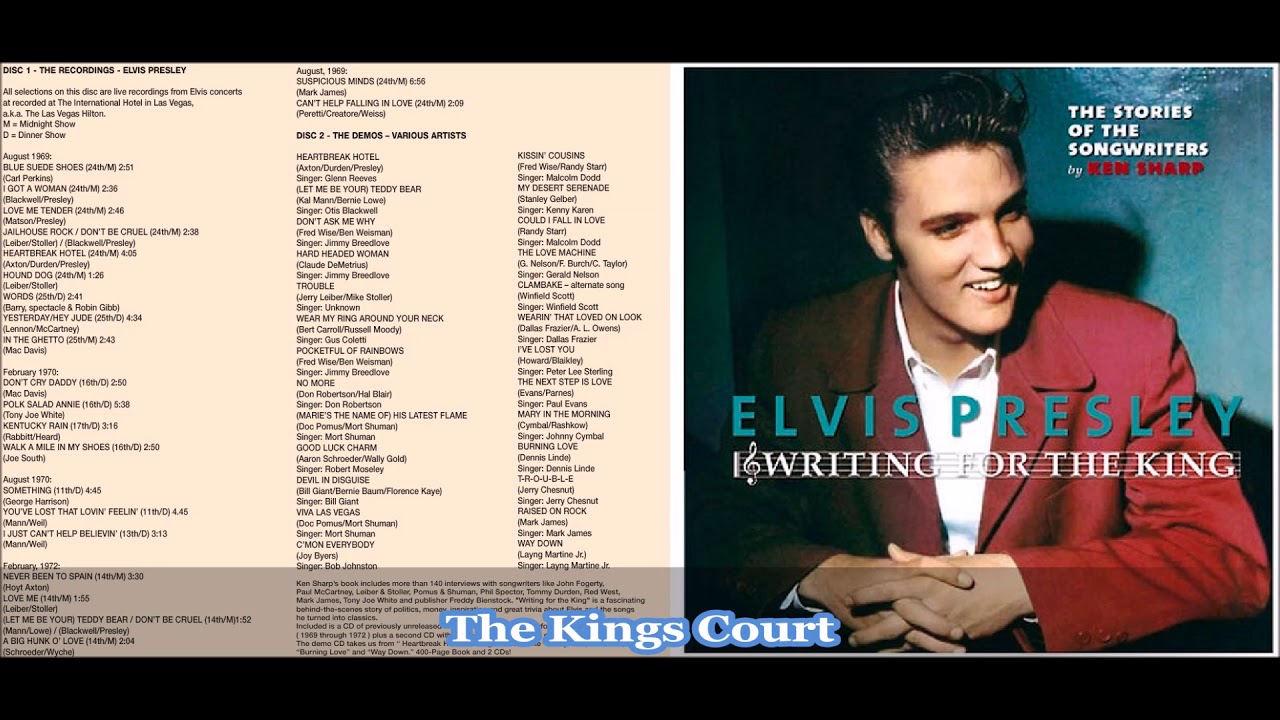 Elvis Presley - Writing For The King - No More - Don Robertson - YouTube
