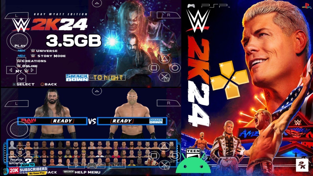 New WWE 2K24 PSP Game For PPSSPP Emulator On Android Device | Roman ...