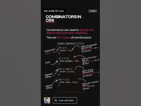 css all combinators in and tage and element - YouTube