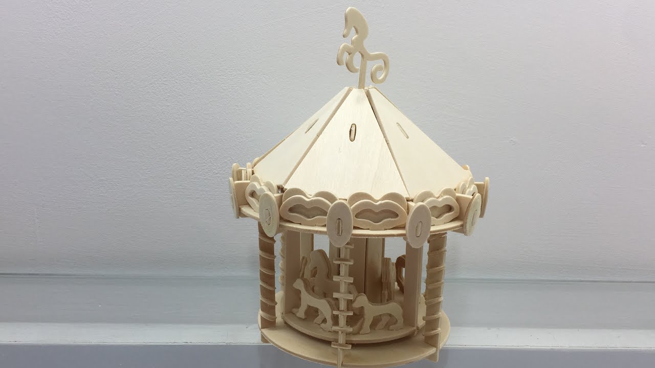 3D Wooden Puzzle DIY Assembled, How to make a wooden Carrousel - YouTube