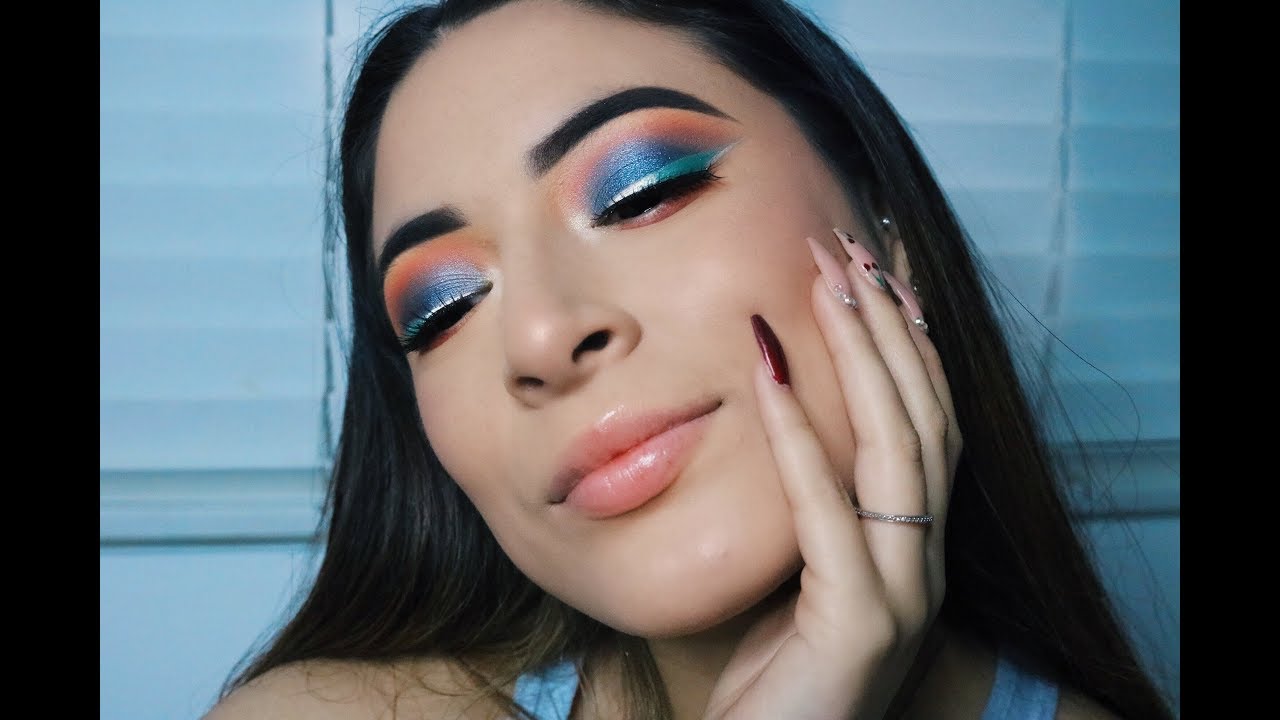 Blue Smokey Eyeshadow...w Aqua Liner | Pecasarecute - YouTube