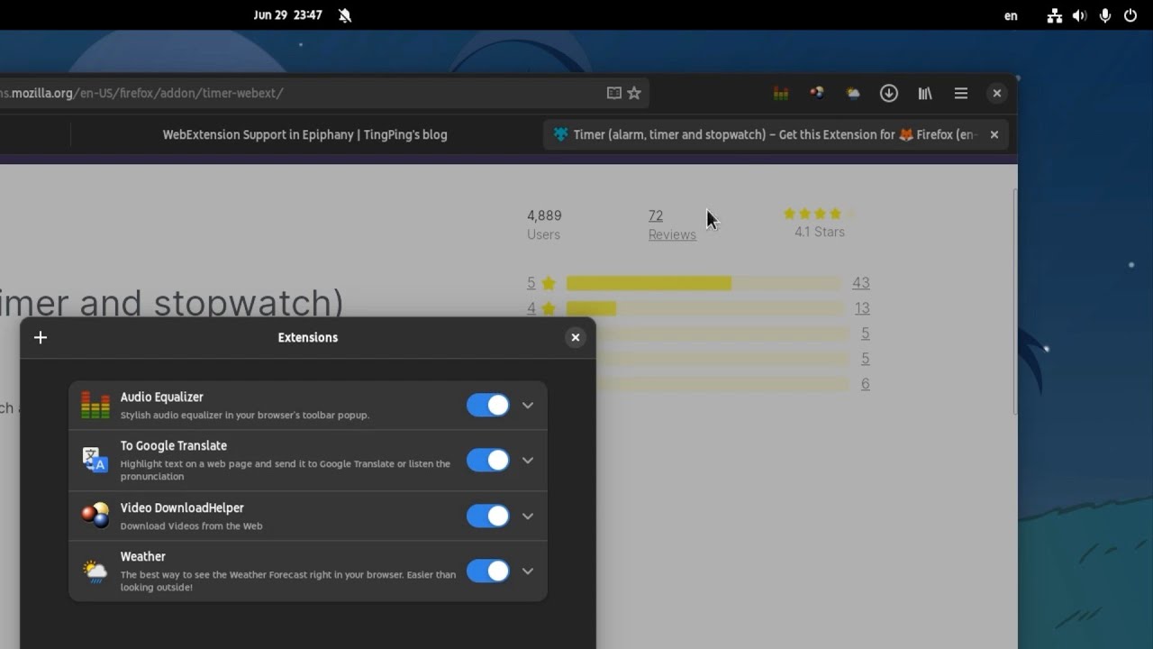 WebExtensions support demo, GNOME 43 - YouTube