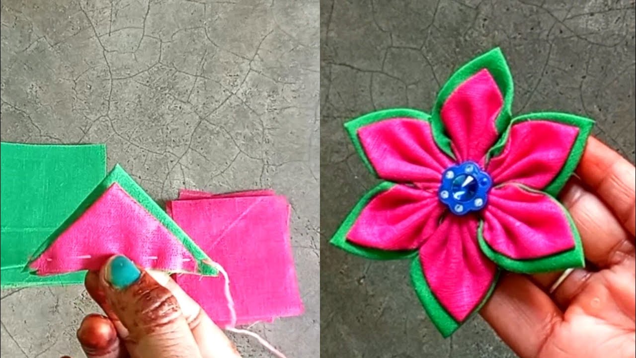 How to make fabric flower/sewing fabric flower making for blouse ...