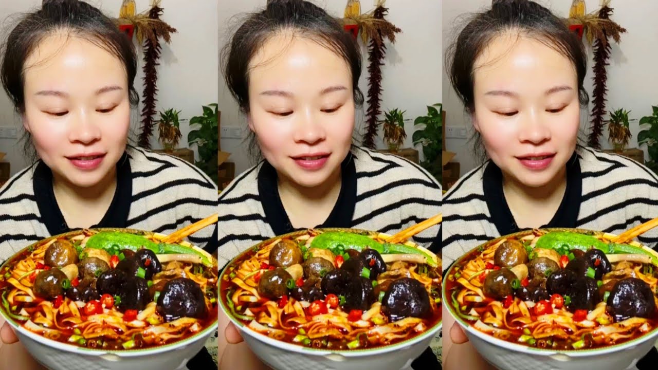 ASMR Eating Spicy Food Chinese, Big Bowl Spicy Noodles Soups Mukbang ...