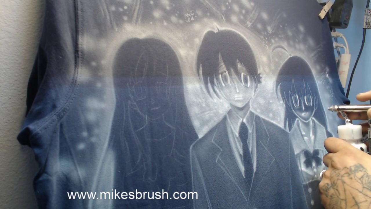 "School Days" Anime Airbrush Shirt Livestream - YouTube