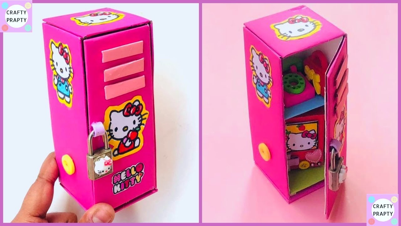 DIY Hello kitty Miniature Locker organizer || How to make mini Locker ...