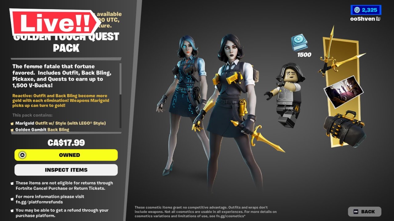 🔴Fortnite GOLDEN TOUCH QUEST PACK *NEW* ITEM SHOP TODAY September 24 ...