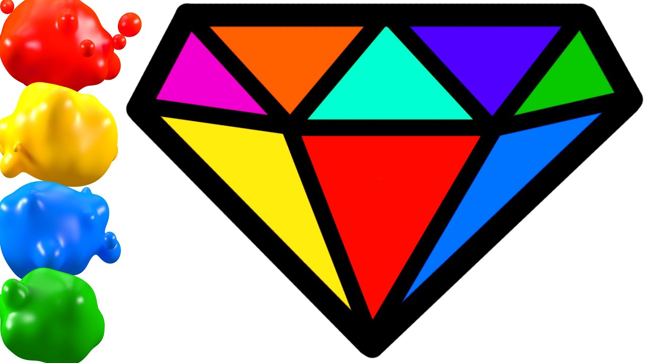 How to draw a DIMOND step by step. Tutorial for kids. - YouTube