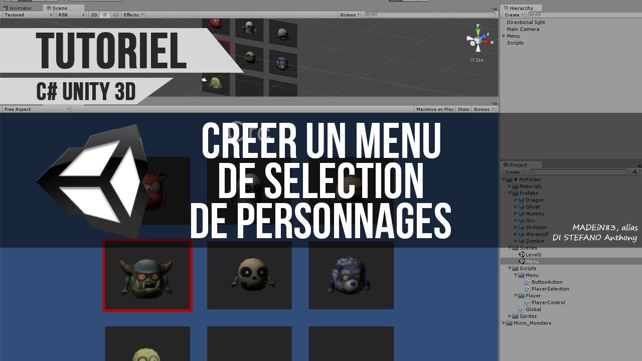 [C#][TUTO FR] Unity - Choix d'un personnage dans un menu - YouTube