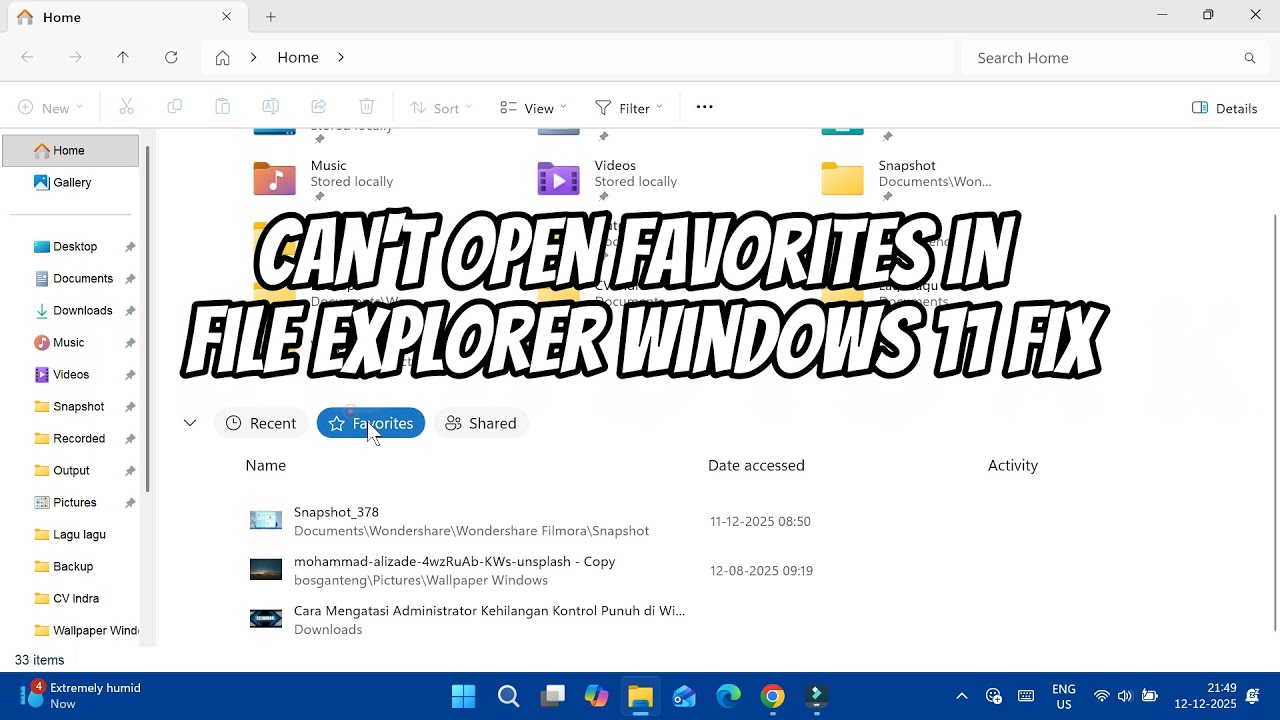 Can't Open Favorites in File Explorer Windows 11 FIX - YouTube