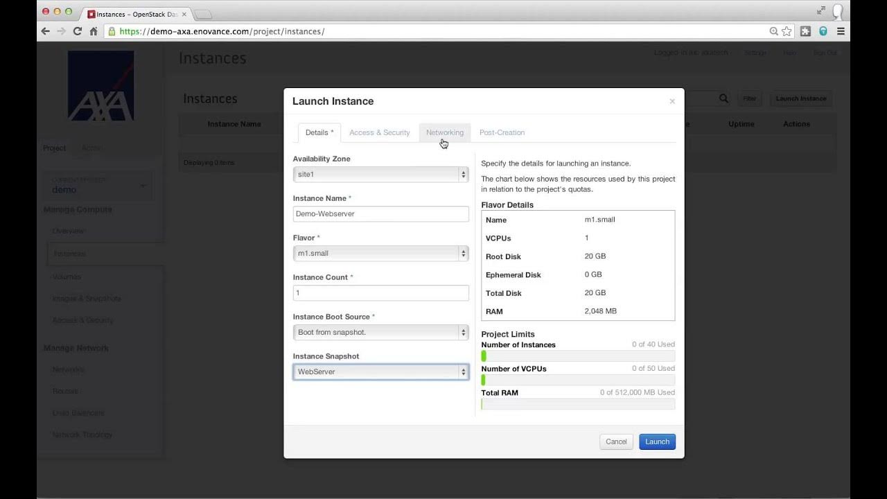 Openstack 2 Launch a server instance - YouTube