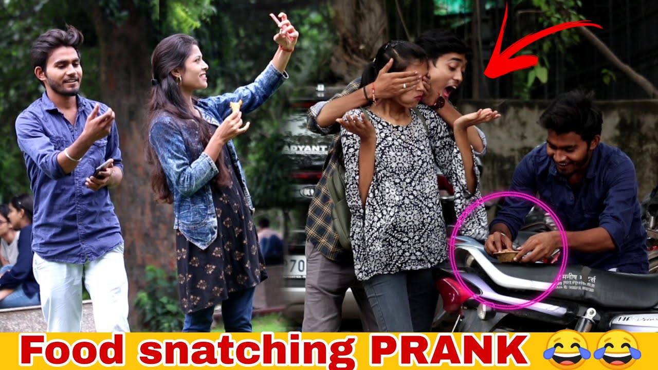 Tapping girls on shoulder with food snatching prank || DR prank || FOOD ...