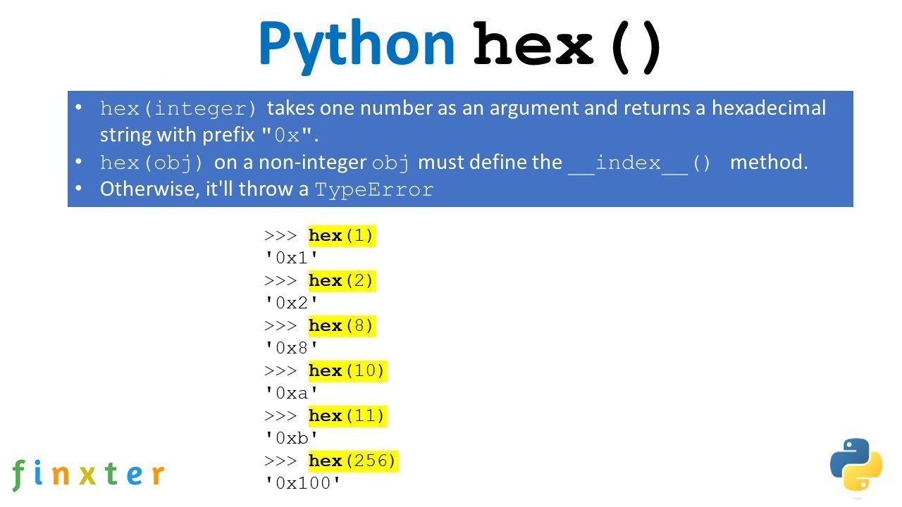 Python Hex Function Not A Magic Trick YouTube