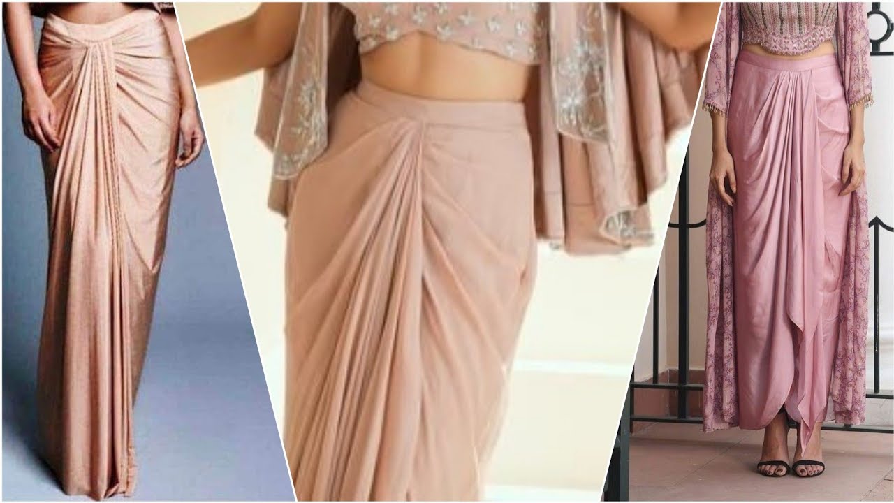 draped skirt cutting and stitching//trending drape skirt draped wrap ...