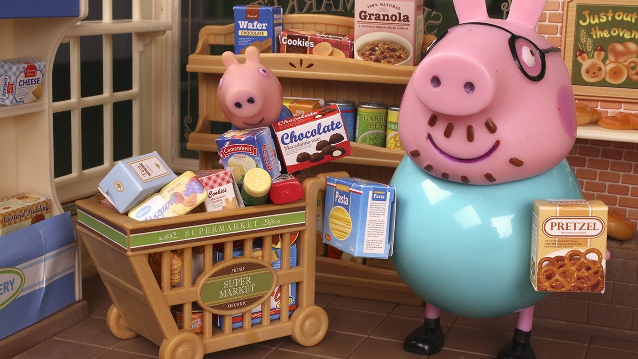 George and Daddy Pig go to the supermarket 💗 Cartoons For Kids - YouTube