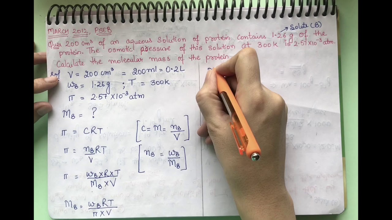 200cm3 of an aqueous solution of protein contains 1.26g of the protein ...