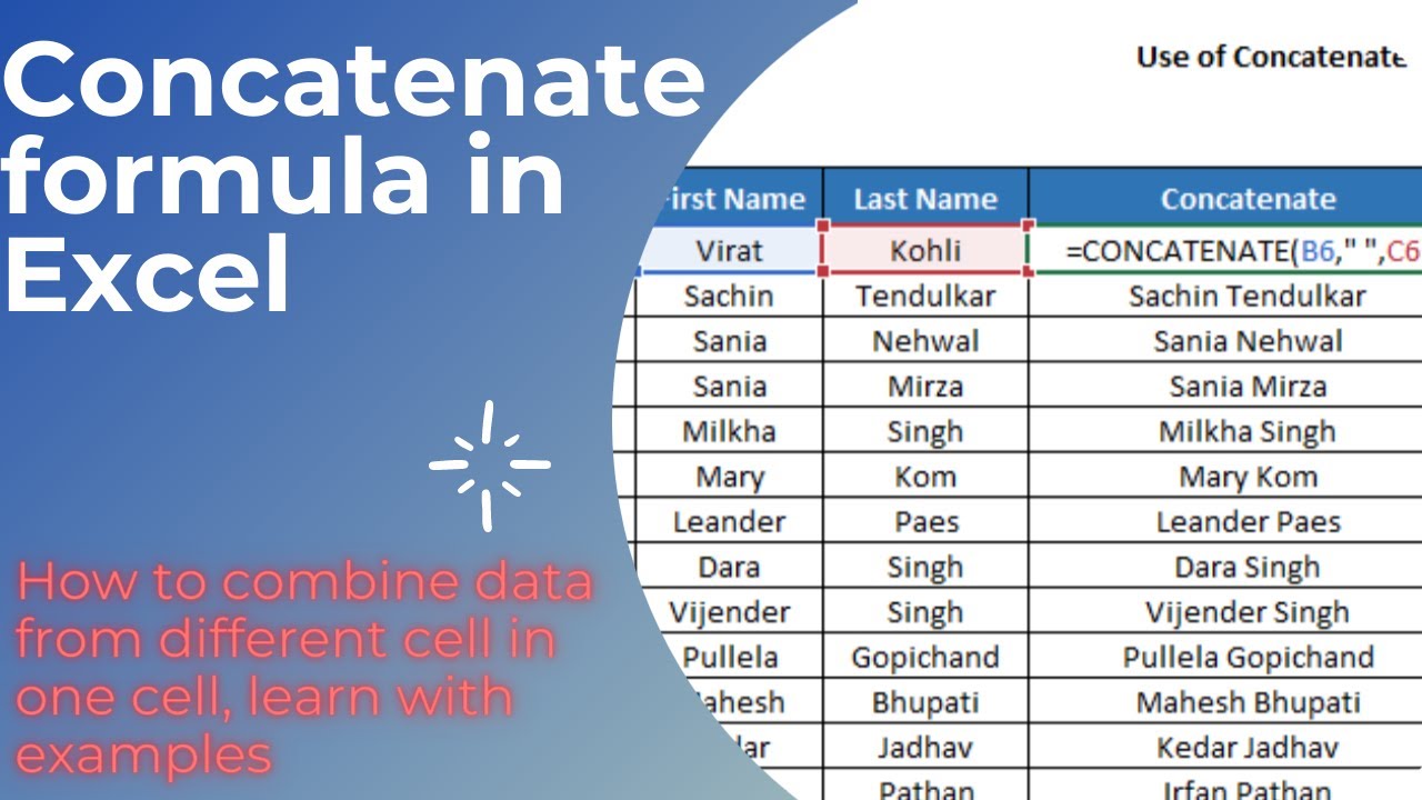 Concatenate Function In Excel How To Combine Data In One Cell YouTube Concatenate Function In Excel How To Combine Data In One Cell YouTube