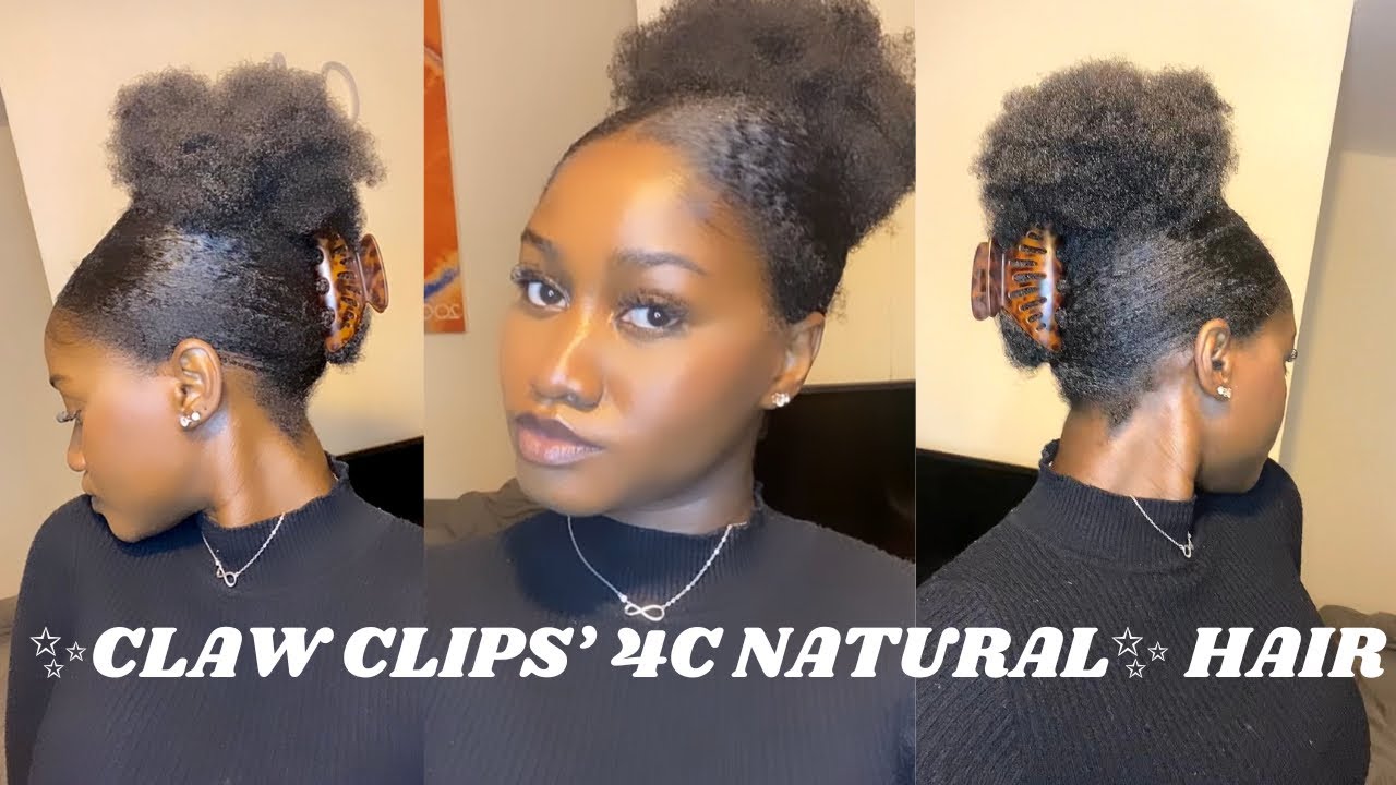 EASY 4C NATURAL HAIR STYLE TUTORIAL USING CLAW CLIPS IN 4C/4B NATURAL HAIR - YouTube