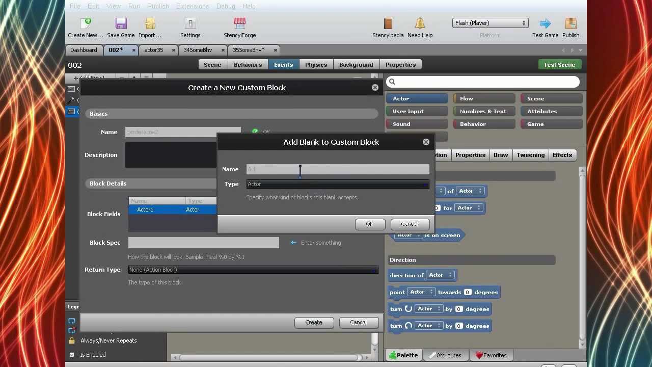 Stencyl туториал по: Get/Set Attributes, Custom Events/Blocks - YouTube