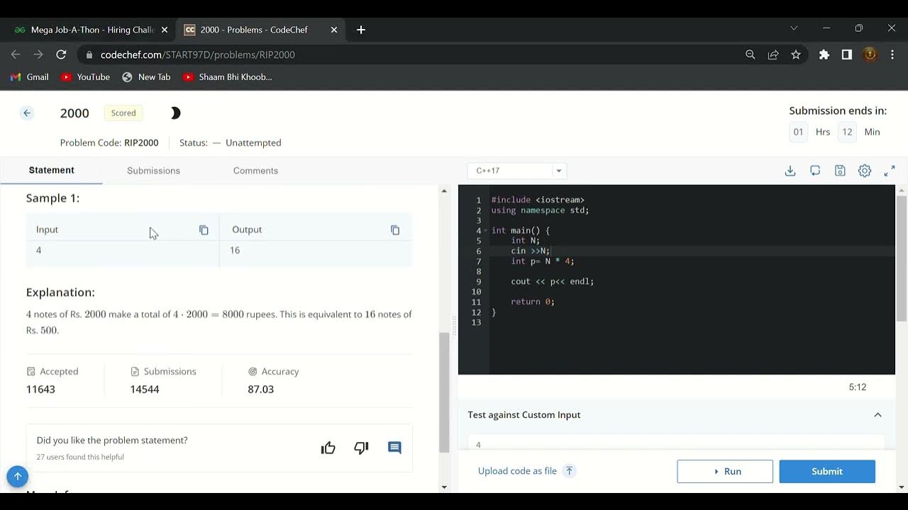 2000 Problems Codechef Solution Youtube