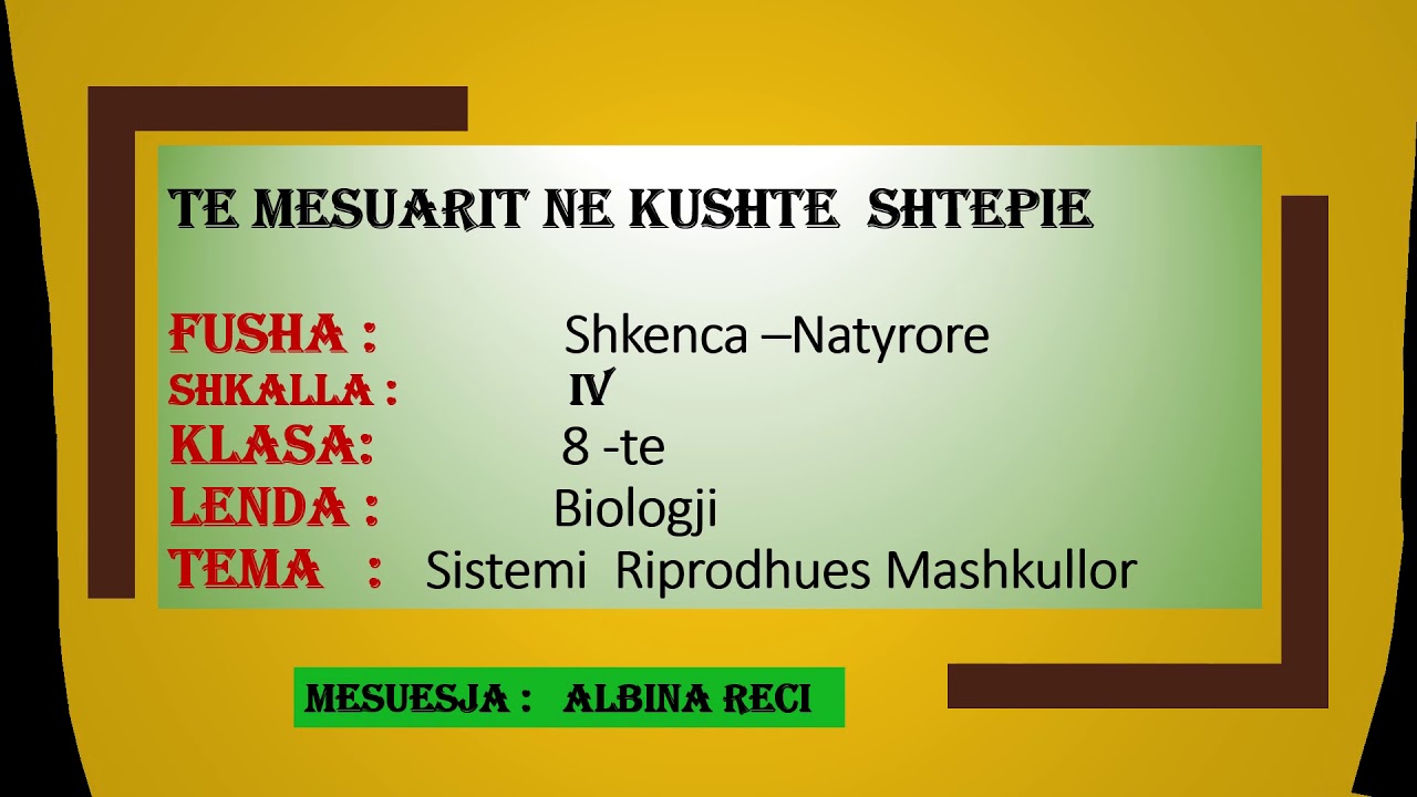 Biologji klasa 8 tema sistemi riprodhues mashkullor. - YouTube