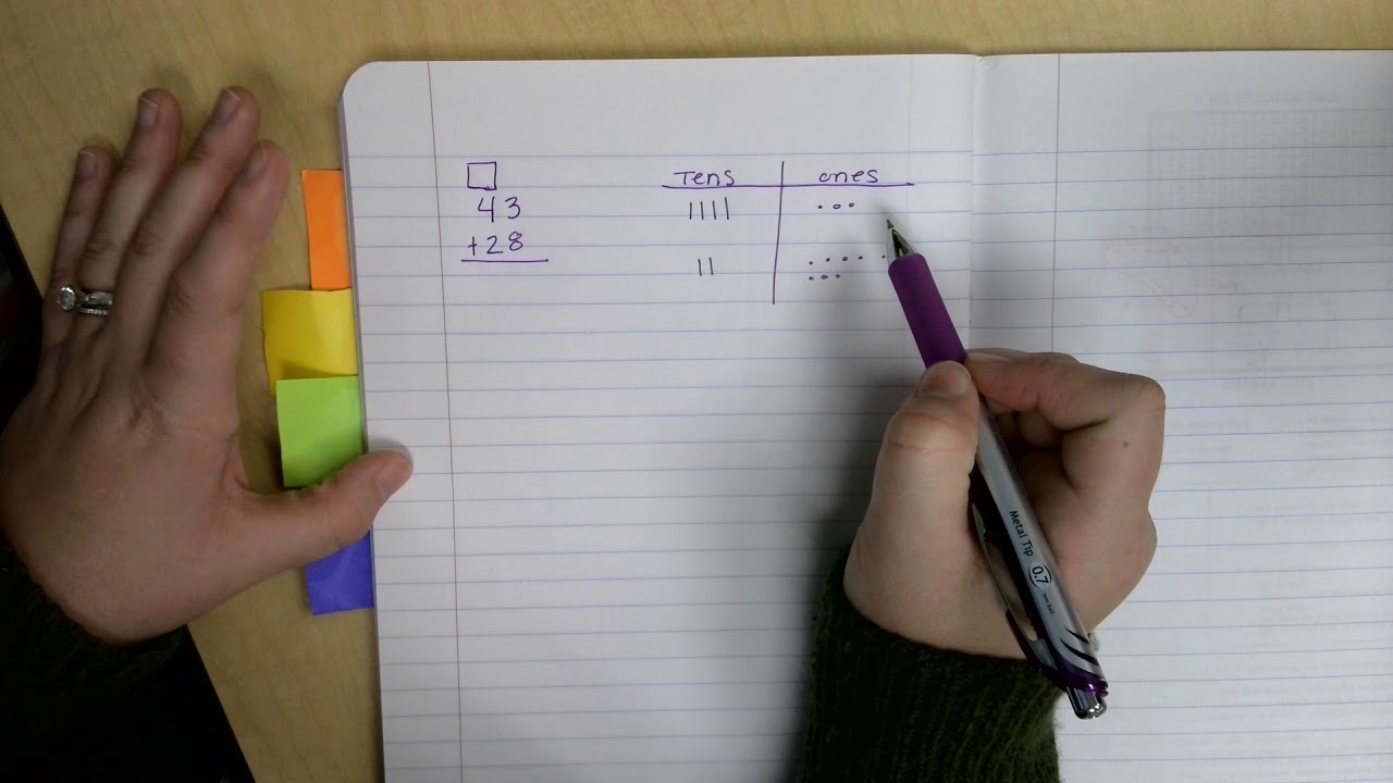 addition with algorithms using base ten blocks - YouTube