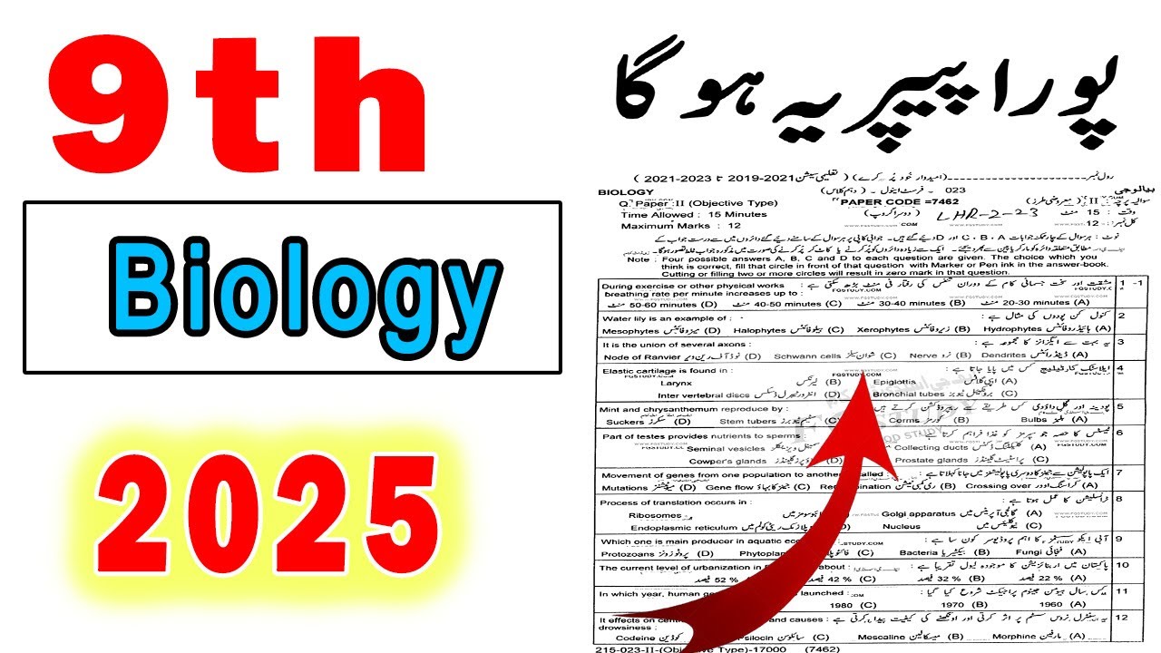 9th Class Biology Guess Paper 2025, Class 9th Biology guesspaper 2025 ...