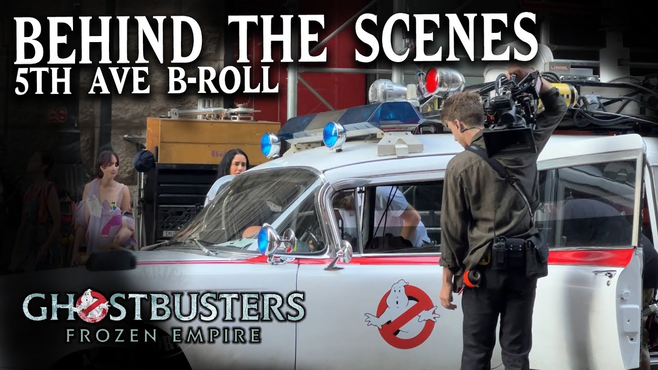 Ghostbusters Frozen Empire Behind the Scenes B-Roll: 5th Avenue Chase ...