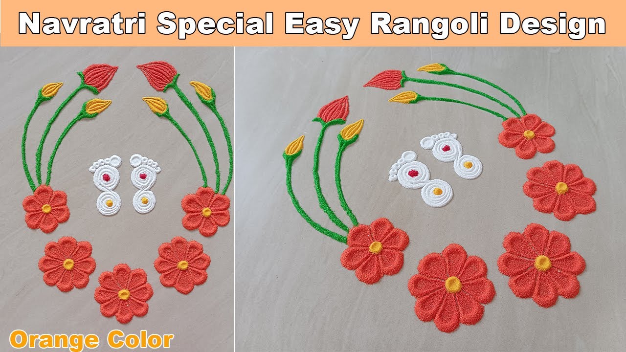 Navratri Special Rangoli Designs Color Orange #navratri # ...