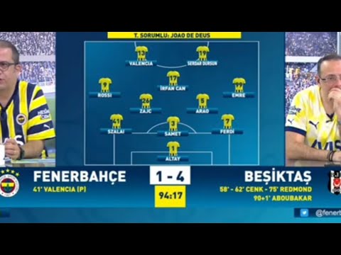 Fenerbahçe 2-4 Beşiktaş Fbtv gol anları ağlama anları pozisyon tepkileri son dakikaları