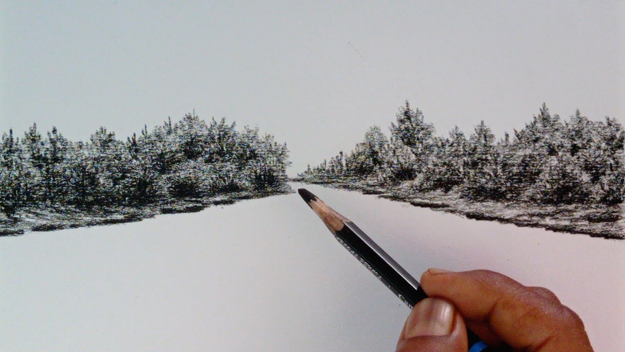 How to draw bushes for landscape scenery with pencil? - YouTube