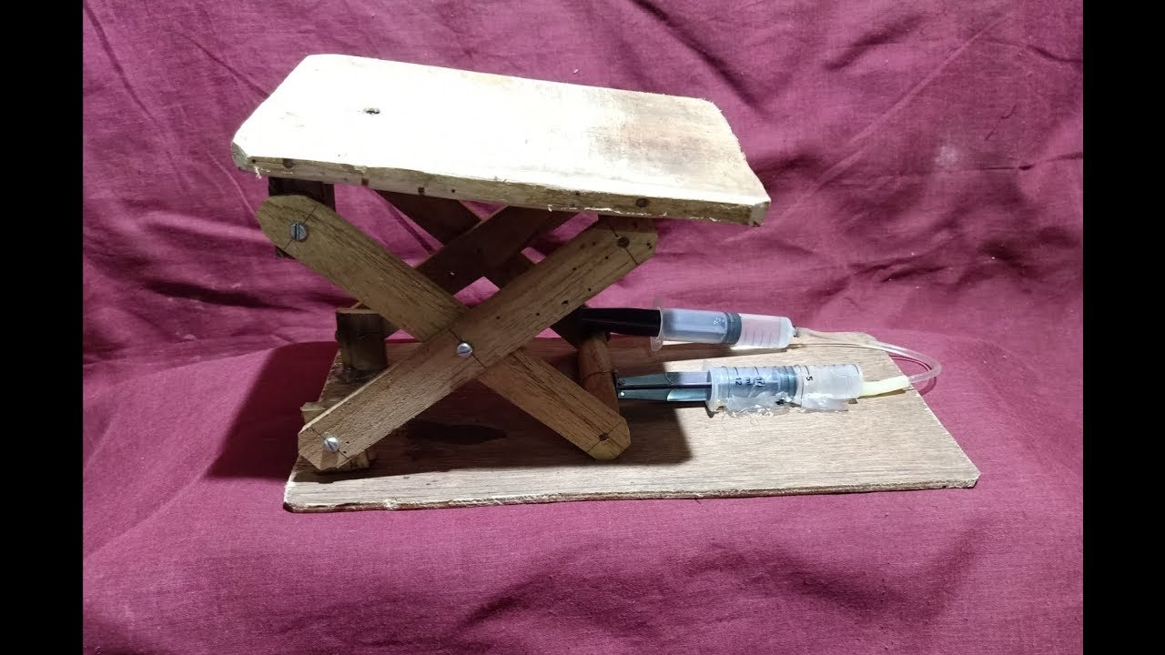 scissor mechanism using Hydraulic lift mini project - YouTube