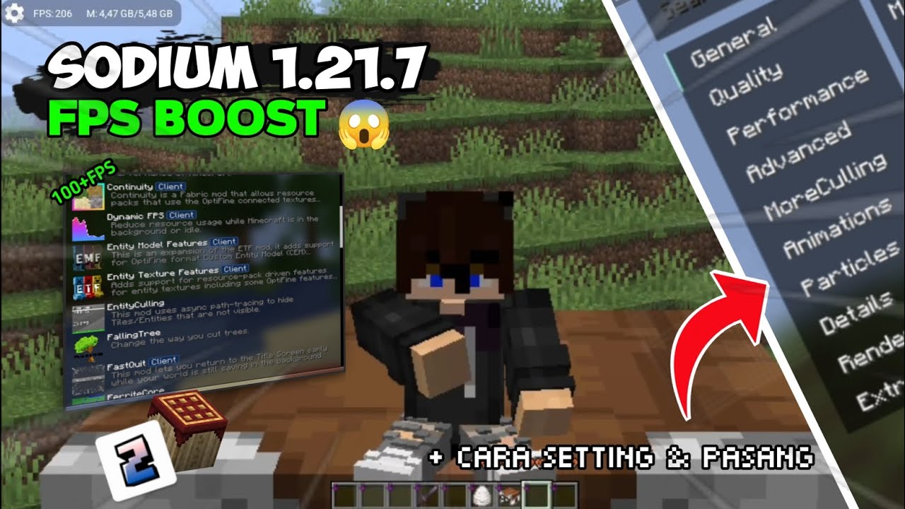 BAGI-BAGI SODIUM 1.21.7 FPS BOOST 100+ FPS & SETINGAN MINECRAFT 🔥 ...