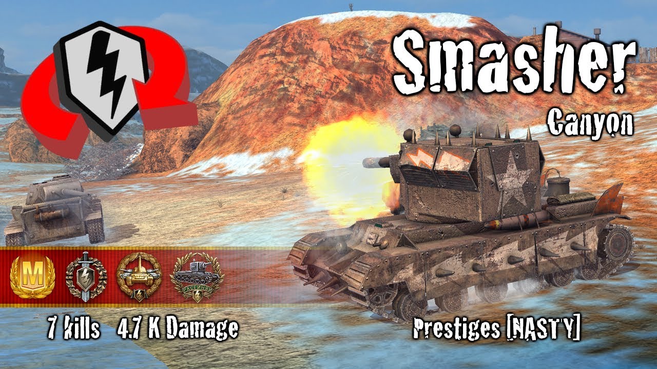 WoT Blitz Smasher - 7 kills 4.7k Damage Replay - YouTube