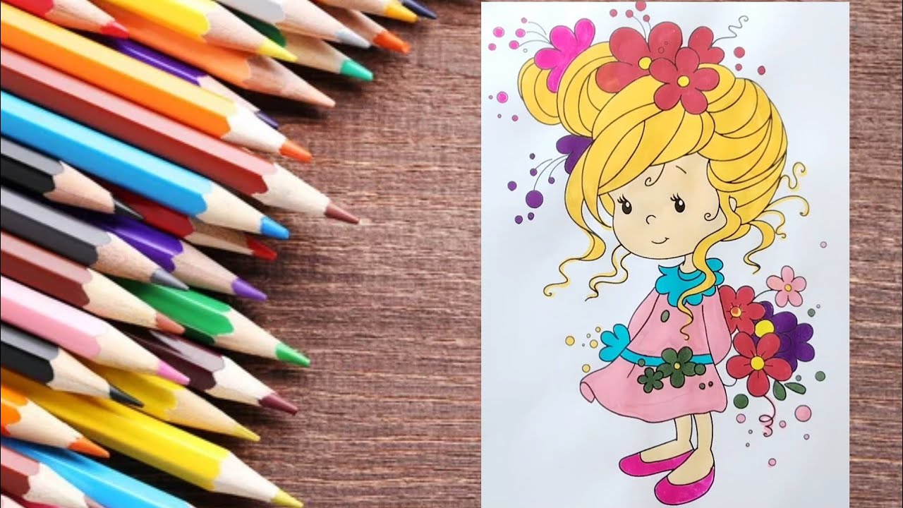 how to draw cute little doll | doll drawing, painting & coloring ...