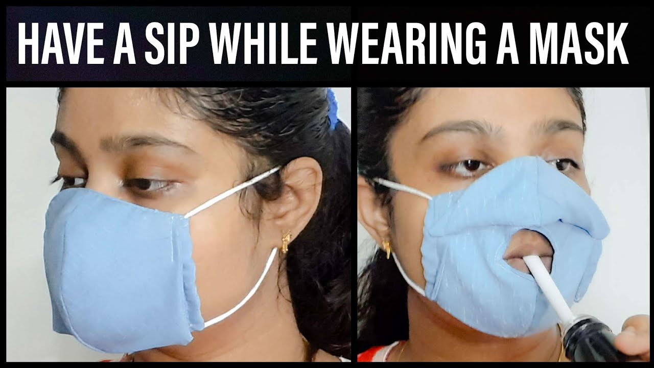 DIY STRAW HOLE FACE MASK FOR HAVING A SIP/FACE MASK WITH MOUTH OPENING ...