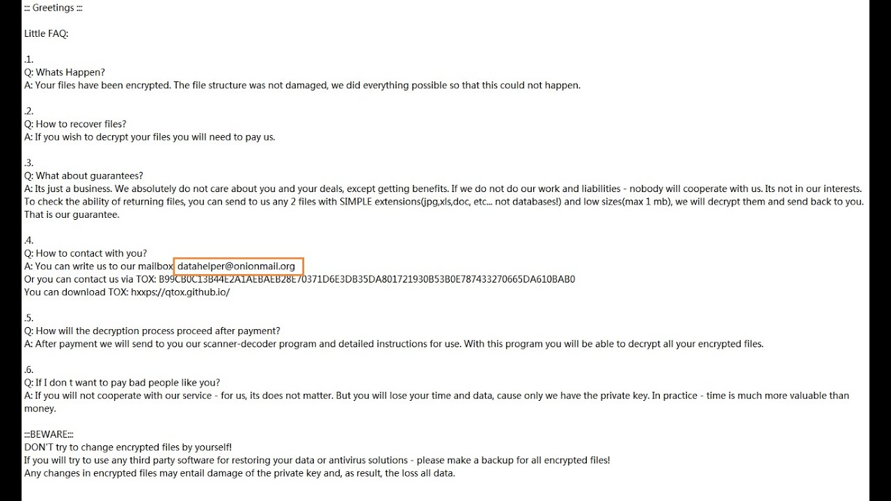 Remove Datah ransomware and Decrypt .[datahelper@onionmail.org].datah Files - YouTube