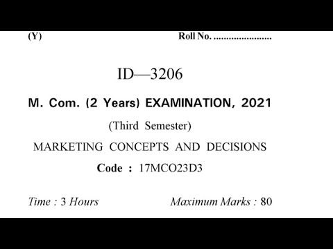 (2021) marketing concepts and decisions question paper | M.com ...