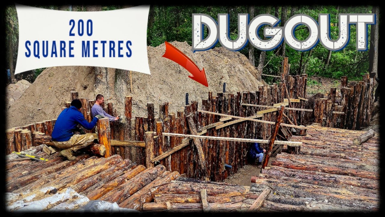 Building from start to finish. Dugout of 4000 logs. Bunker for survival ...